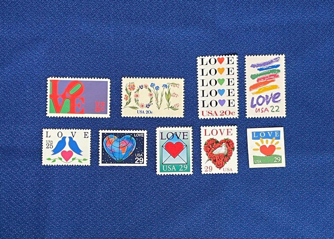 U.S. “love” Series Stamps, Vintage 1973-1994, Mint Set of 9 - Etsy