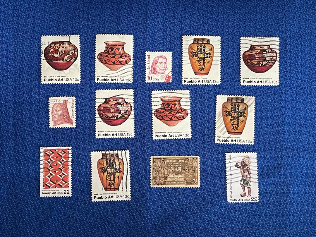 Native American Themed Stamps, Vintage Used, Set of 13 - Etsy
