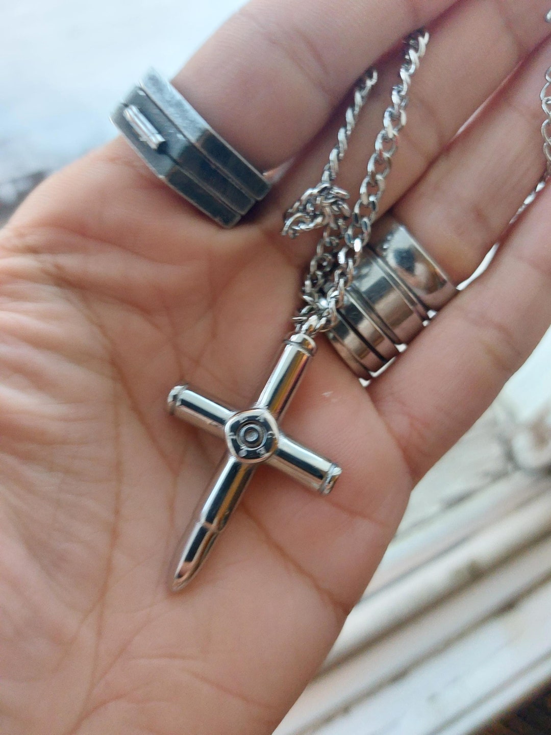 Stainless Steel Cross Utilitarian Bullet Necklace Pendant - Etsy