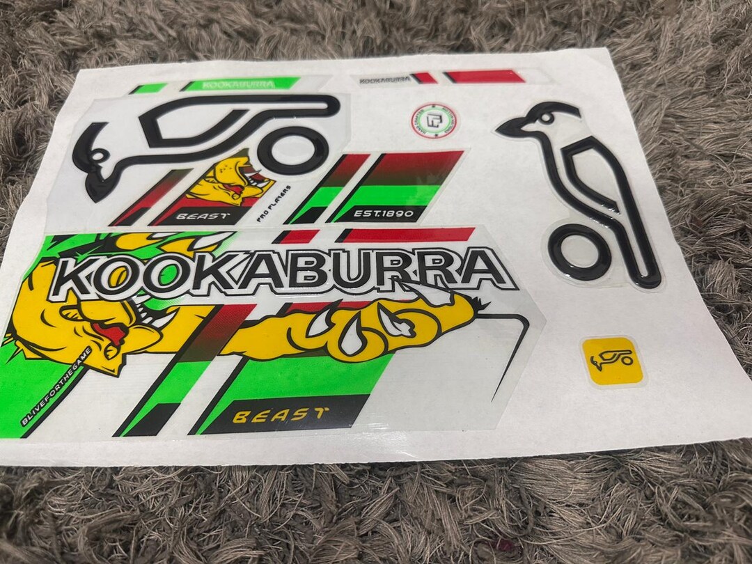 3D Embossed Kookaburra Cricket Bat Sticker | Decimal Style Bat Decal ...