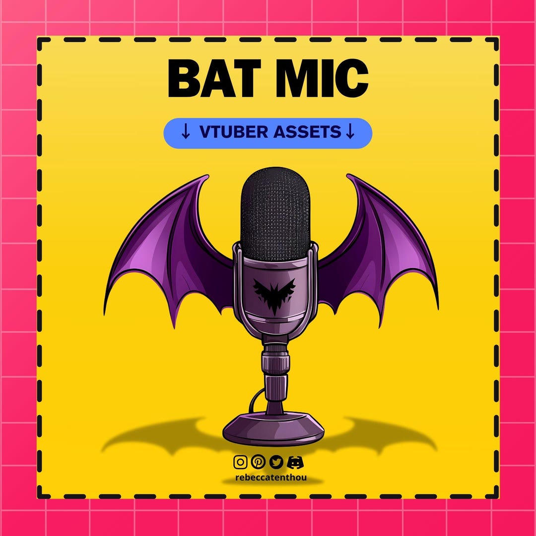 Vtuber Assets | Microphone Bat Vtuber | Fantasy Mic for Twich | Gamer ...