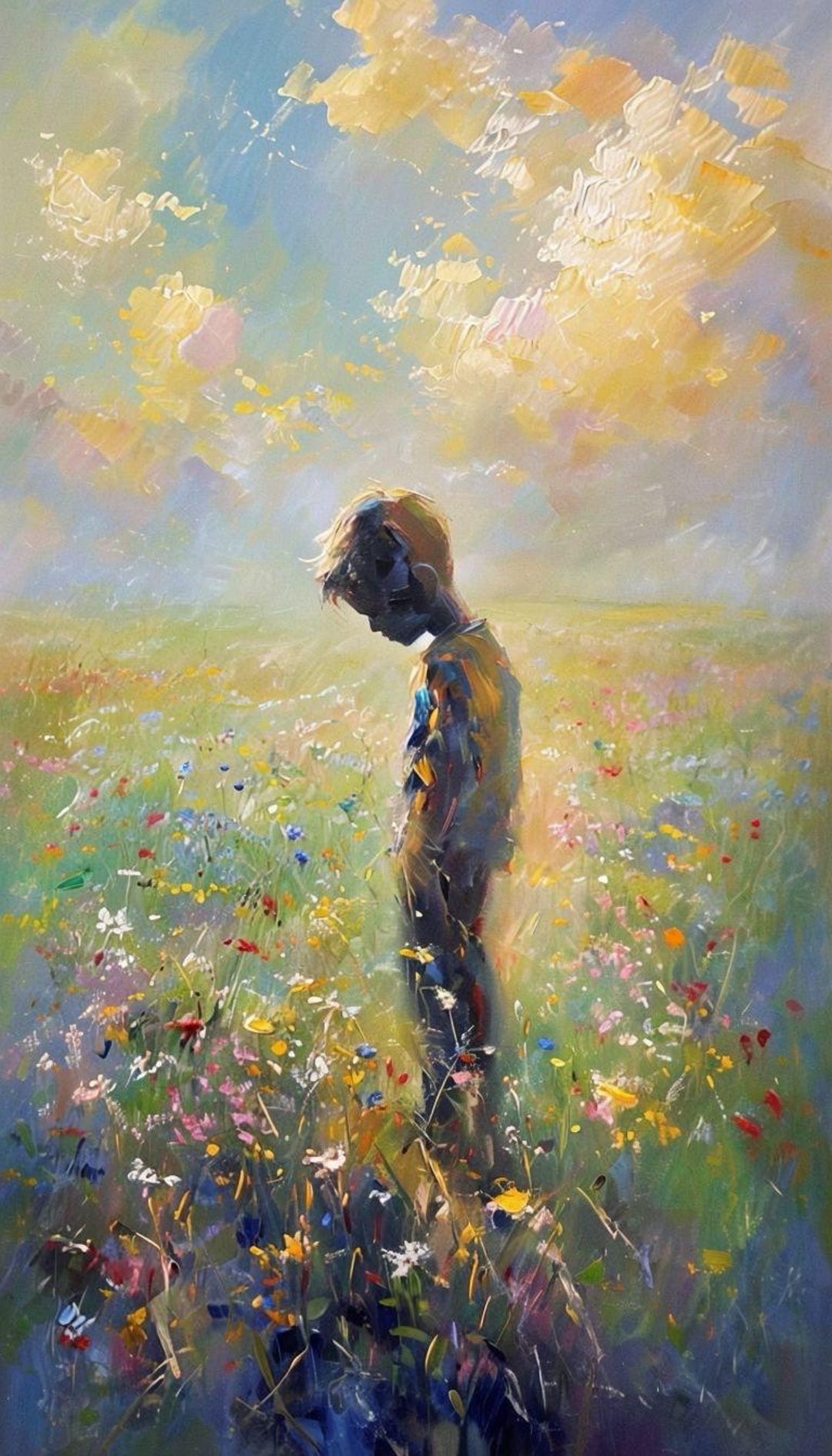 Boy in a Flower Field Print - Etsy
