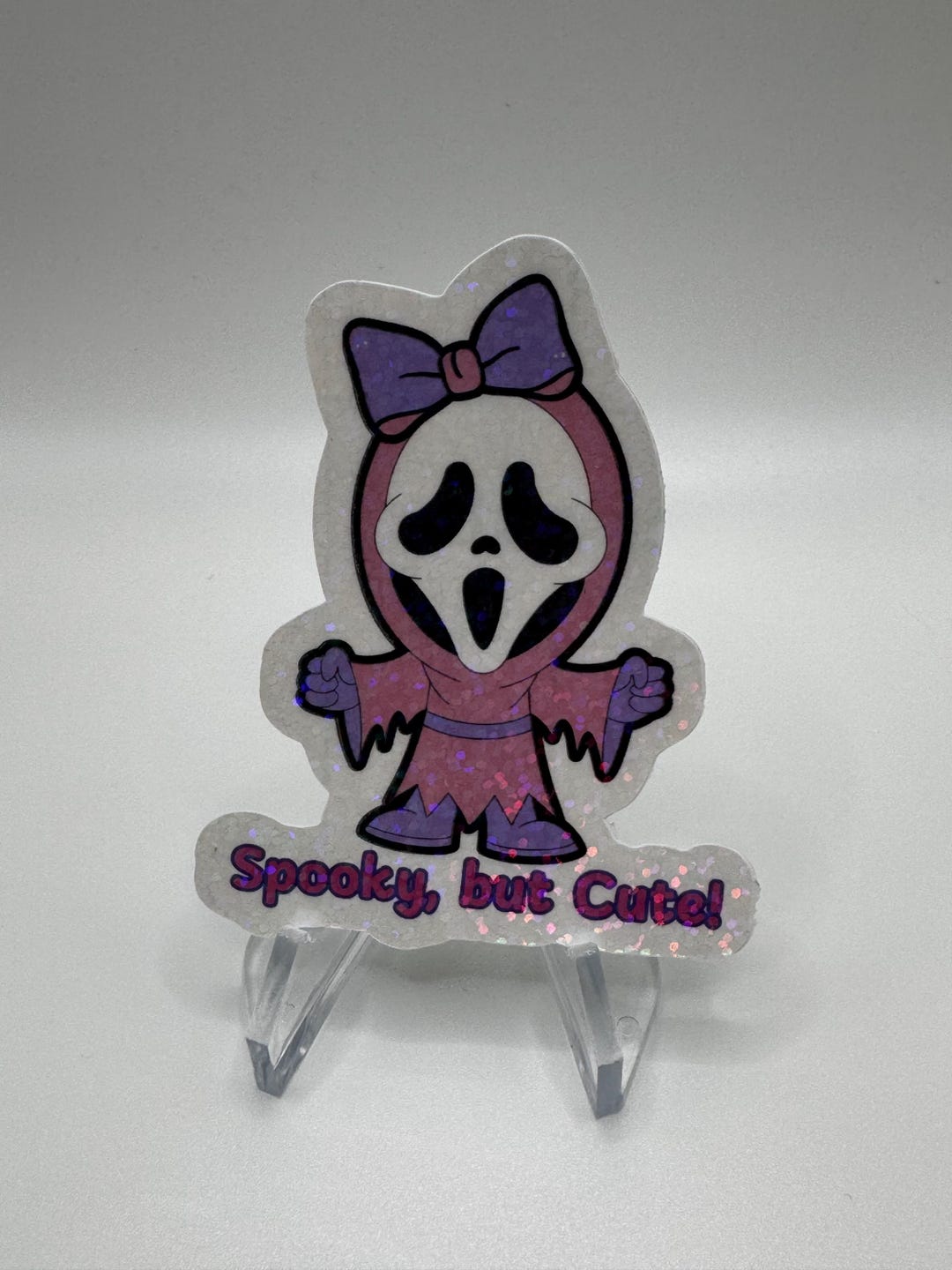 Spooky, but Cute Ghostface Inspired Sticker| Holographic Glitter ...