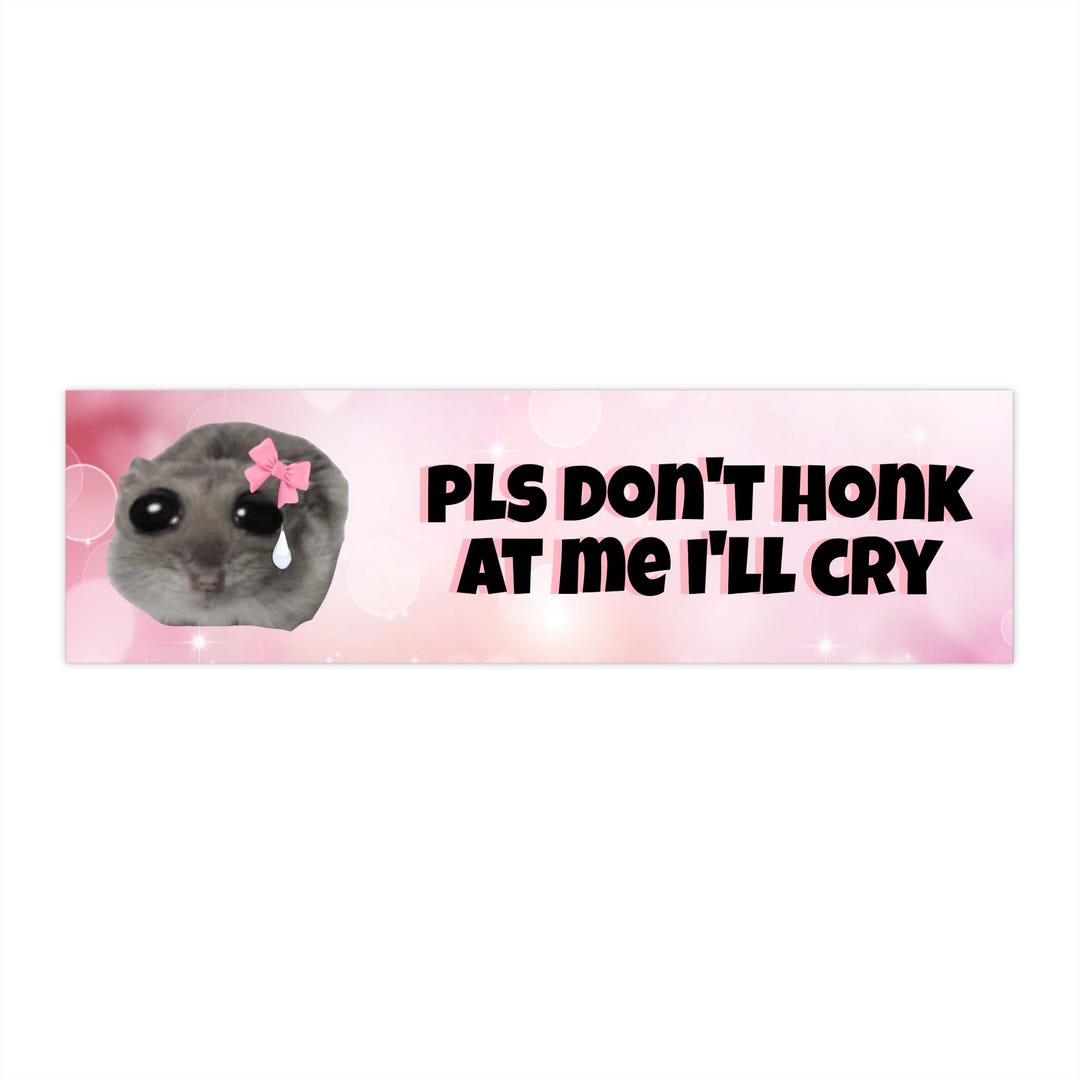 Sad Hamster Girl With Bow Bumper Sticker, Cute Car Decal for Animal ...
