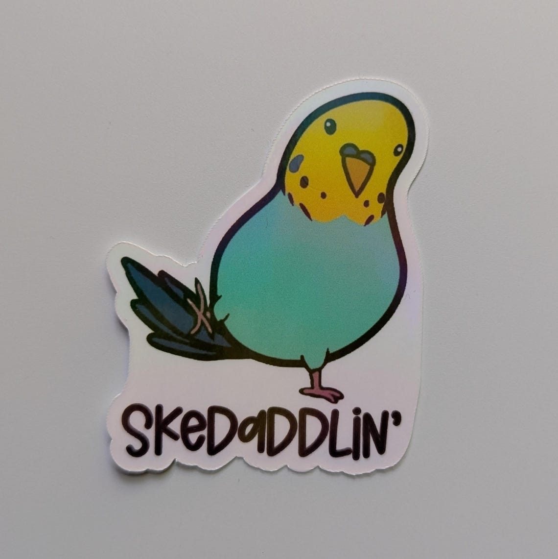 Skedaddling Budgie Sticker: Rainbow Holographic Parakeet Art - Etsy