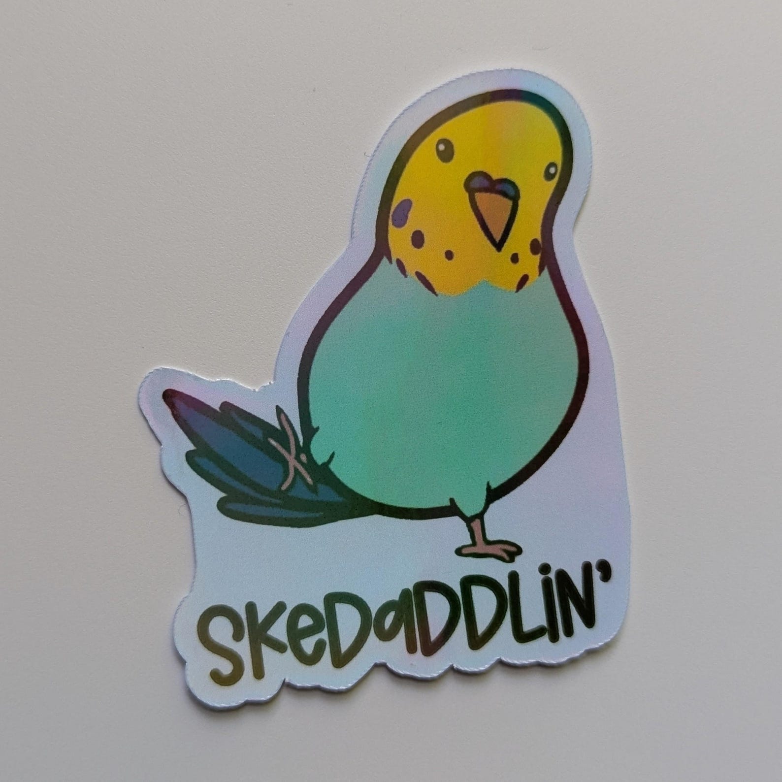Skedaddling Budgie Sticker: Rainbow Holographic Parakeet Art - Etsy