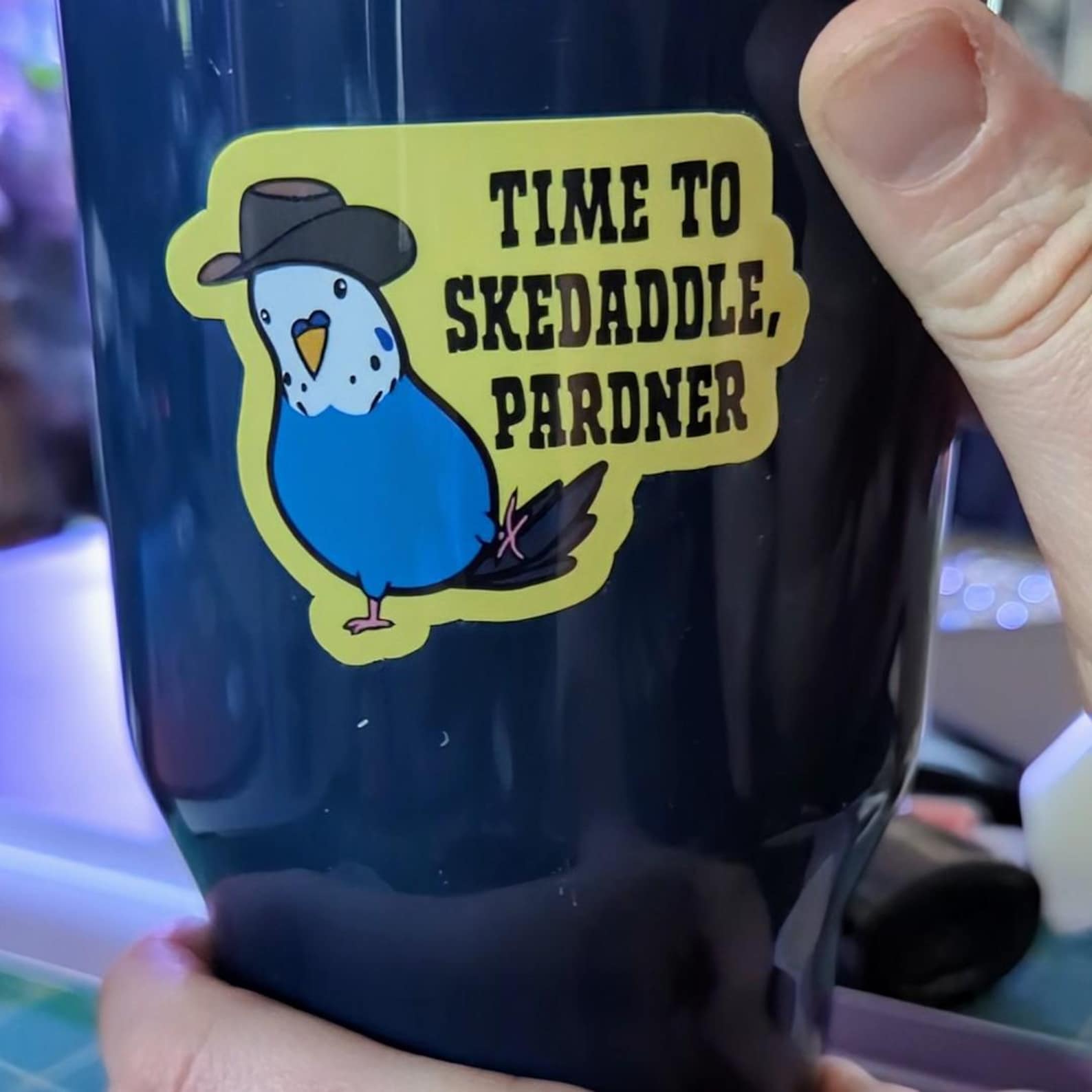 Cowboy Budgie Sticker: Funny Parrot Laptop Decal - Etsy