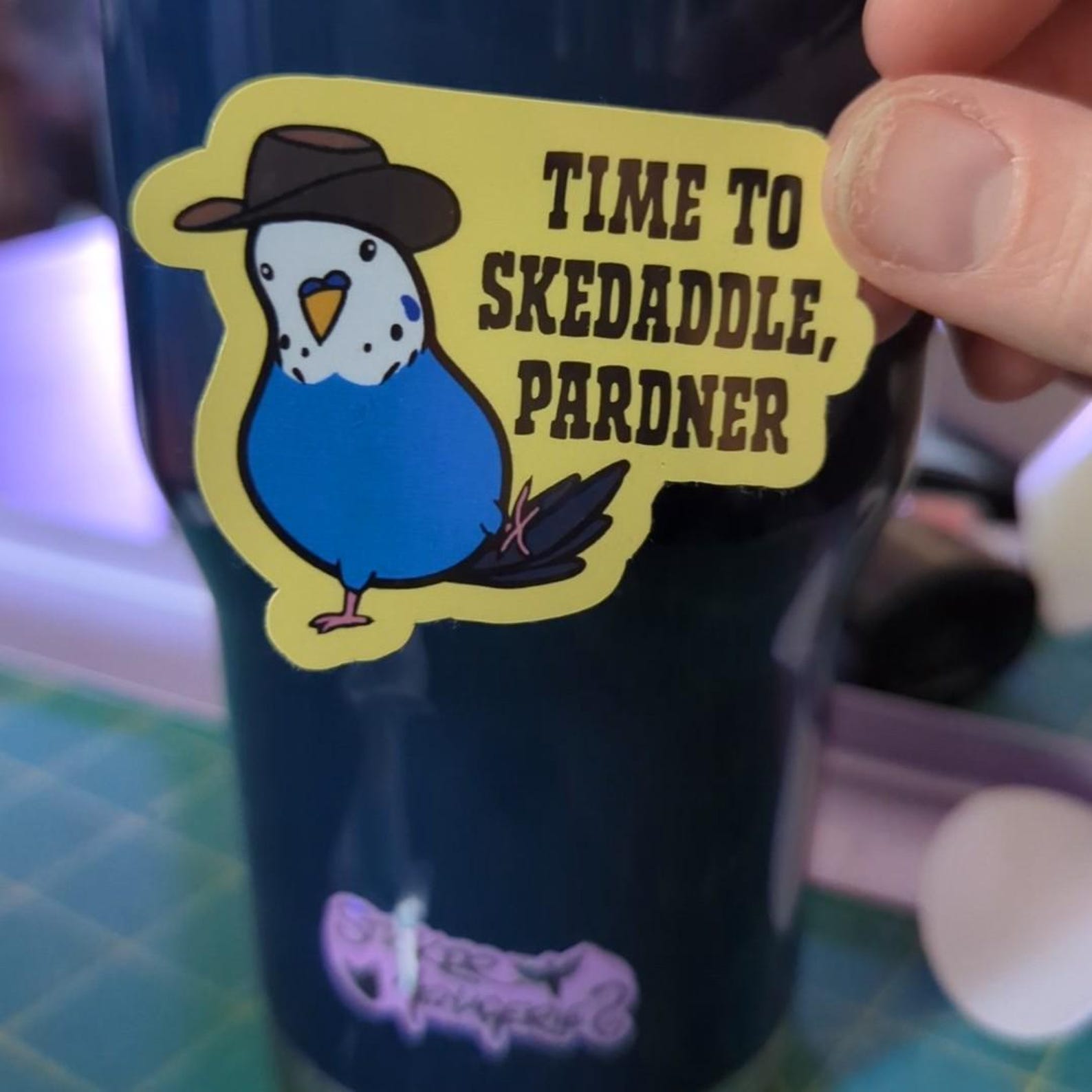 Cowboy Budgie Sticker: Funny Parrot Laptop Decal - Etsy