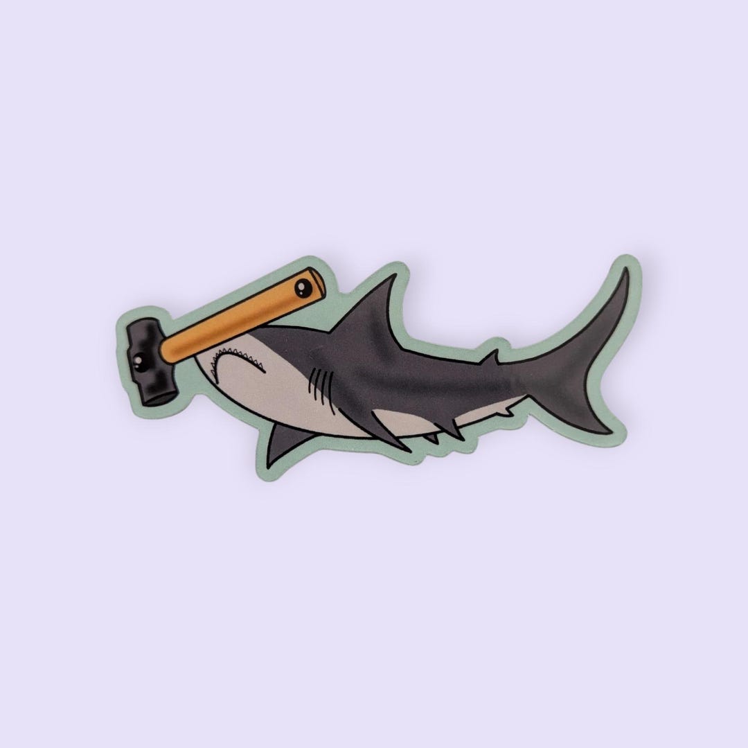 Hammerhead Shark Sticker: Funny Sledgehammer Design, Ocean Lover Gift ...