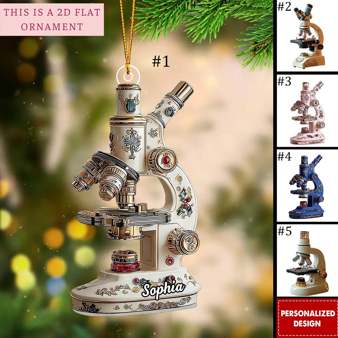 Personalized Microscope Christmas Ornament, Custom Science Ornament ...