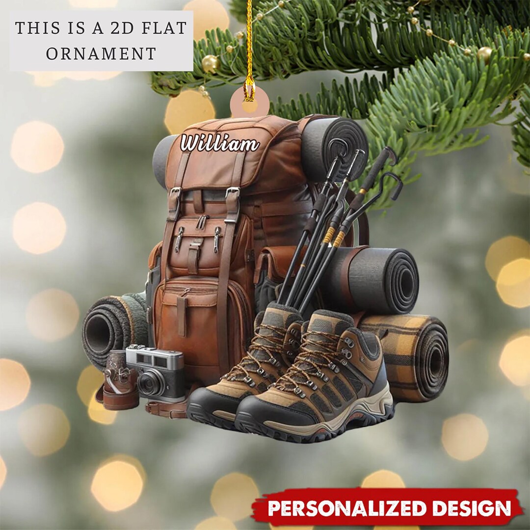 Personalized Hiking Bag Ornaments, Custom Hiking Kit Ornament, Hiking ...