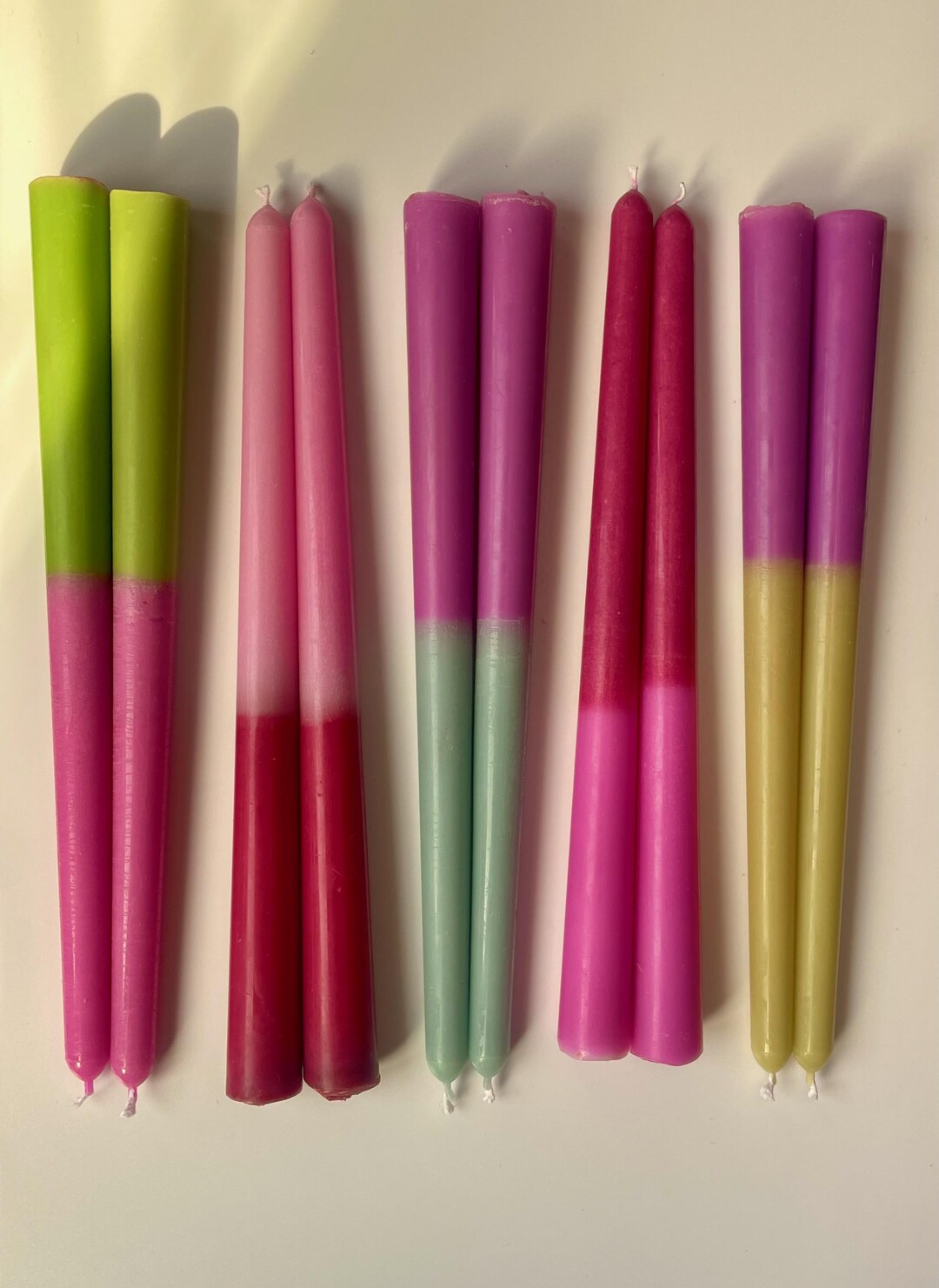 Handmade Two-tone Taper Candles | Beeswax | Modern Dinner Decor Set of ...