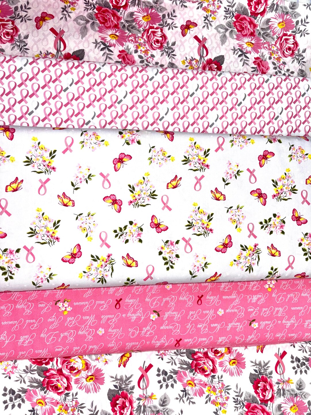 PINK Ribbon Fabric/"anything is Possible" Windham Fabrics/breast Cancer ...