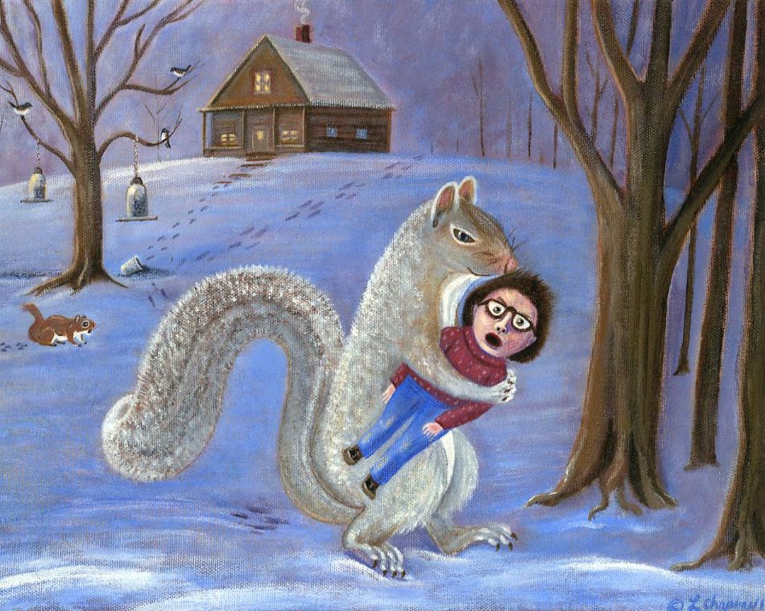 Squirrel Art - Funny Squirrel Art Print - Squirrel Lovers' Gift - Folk ...