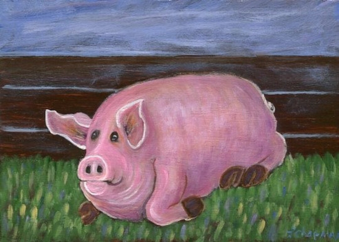 Pig Painting - Small Pig Art - Acrylic Pig Art - Farm Pig Art - Maine ...