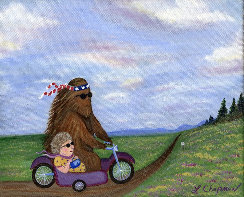 Funny Bigfoot Art Print Funny Animal Art Folk Art Print Illustration ...