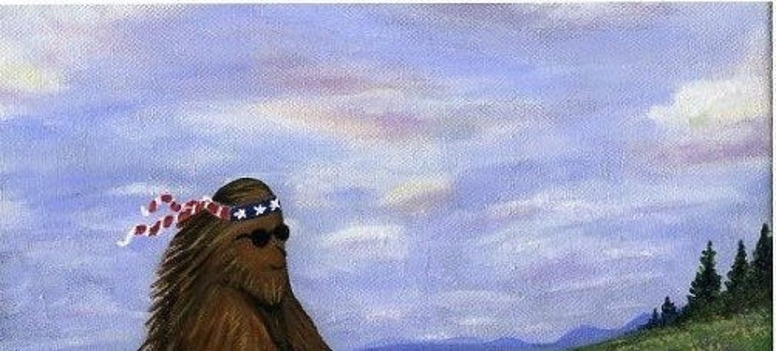 Funny Bigfoot Art Print Funny Animal Art Folk Art Print | Etsy