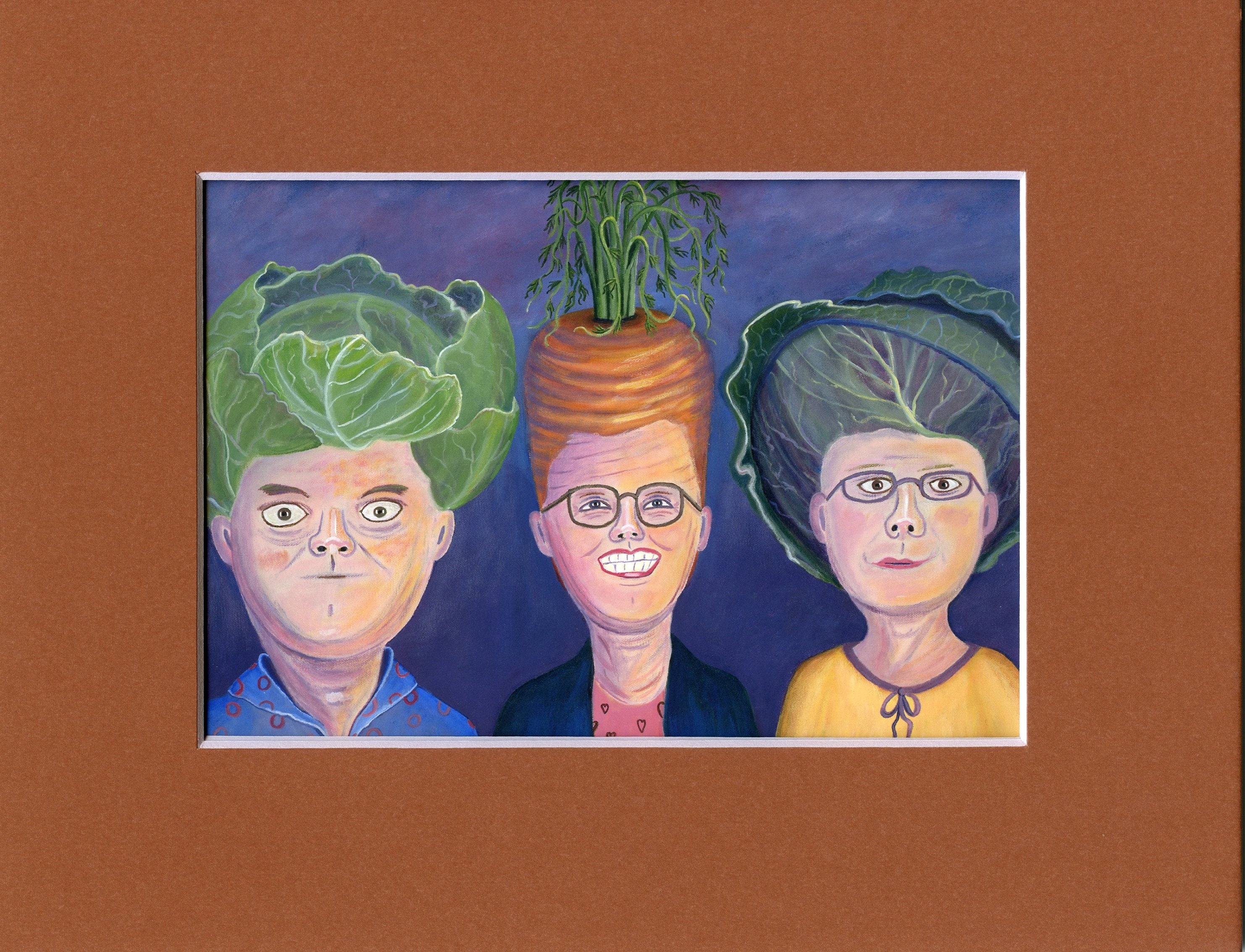Funny Vegetable Head Art Print the Inslaws Print Salad Art - Etsy