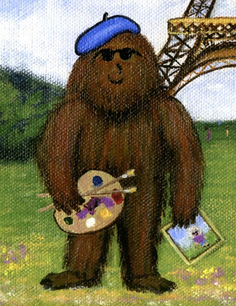 Funny Bigfoot Art Print Funny Effiel Tower Art Print Funny - Etsy