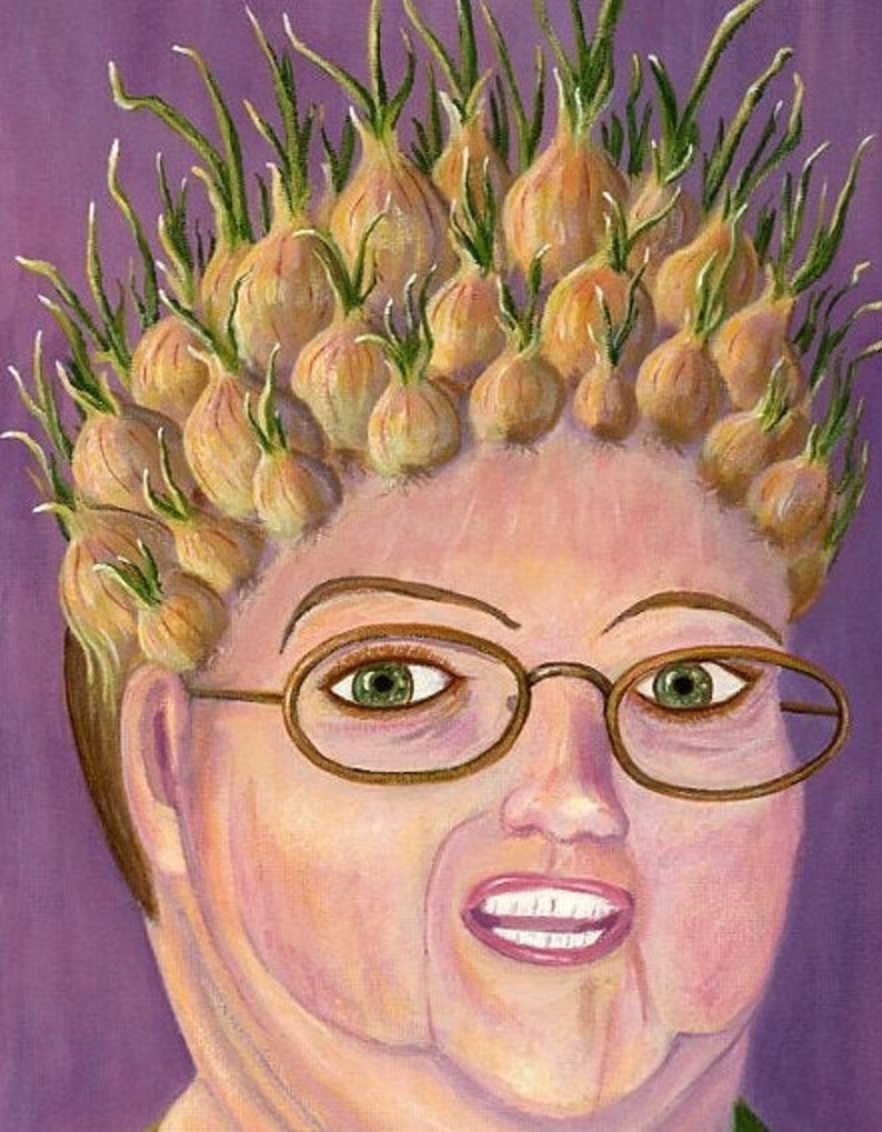 Vegetable Head Art Print - Vegetable Art Print - Folk Art Print - Funny ...