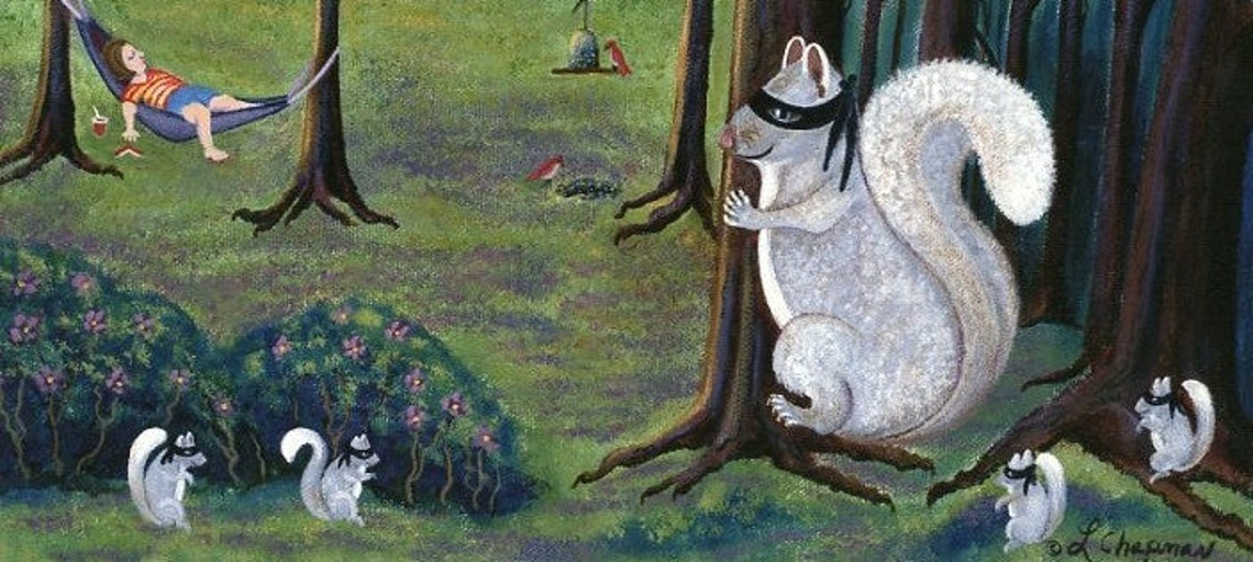 Funny Squirrel Art Print Funny Animal Art Folk Art Print - Etsy