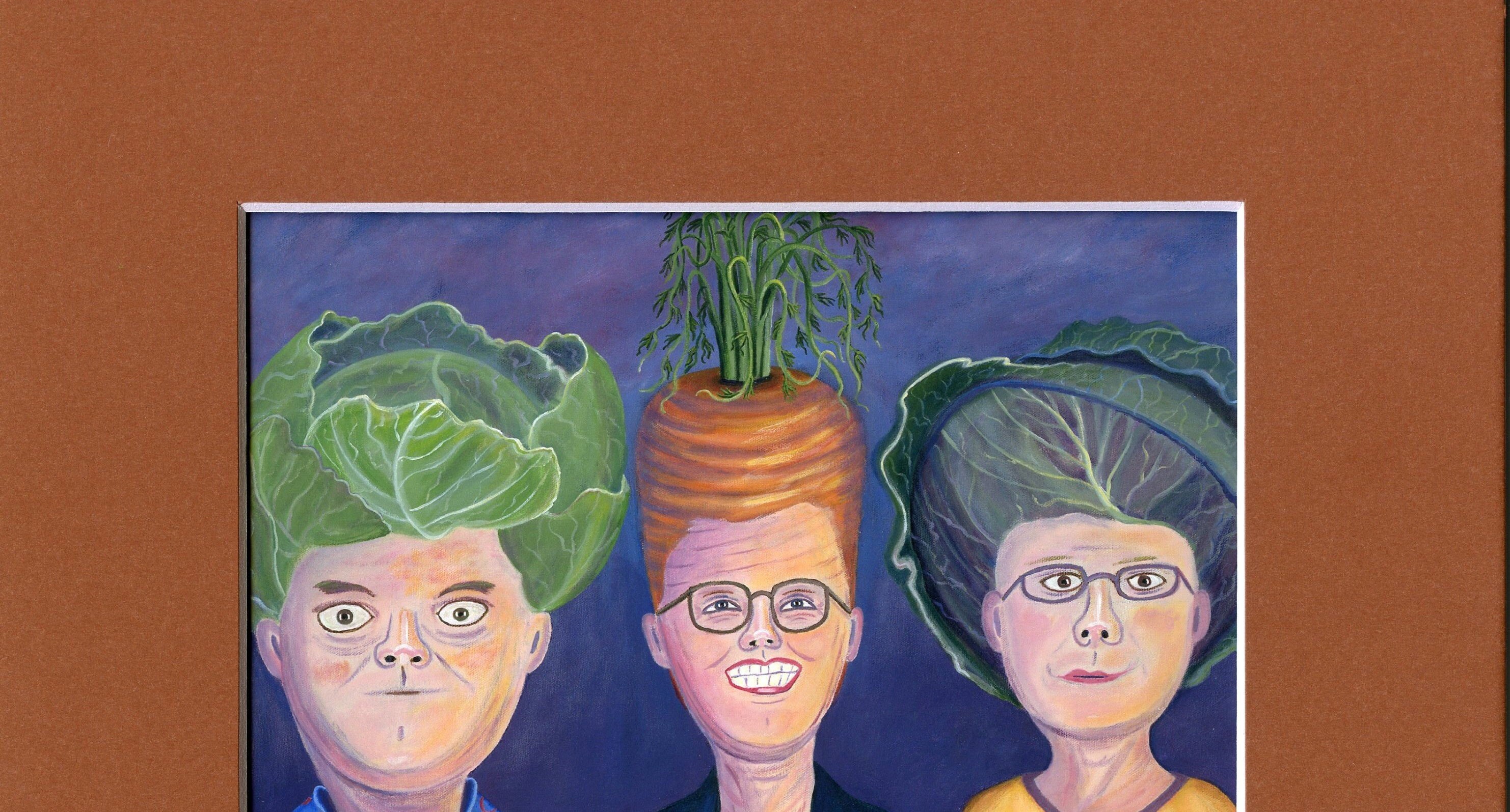 Funny Vegetable Head Art Print the Inslaws Print Salad Art - Etsy