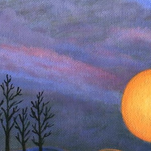 Forest Moon Landscape - Maine Forest Art Print - Dreamy Moon and Forest ...