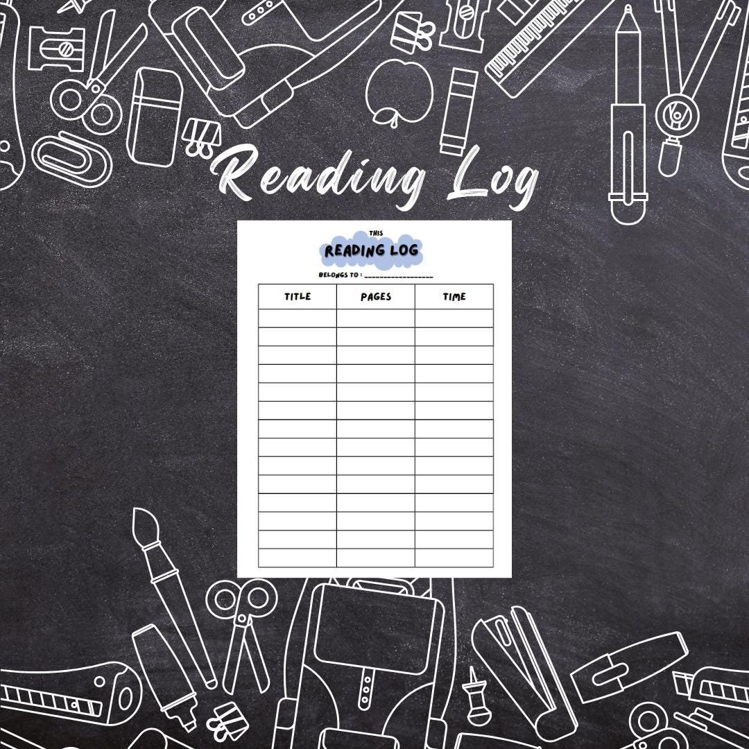 Child's Reading Log – 14 Rows for Titles, Pages, and Time, Plus Name ...