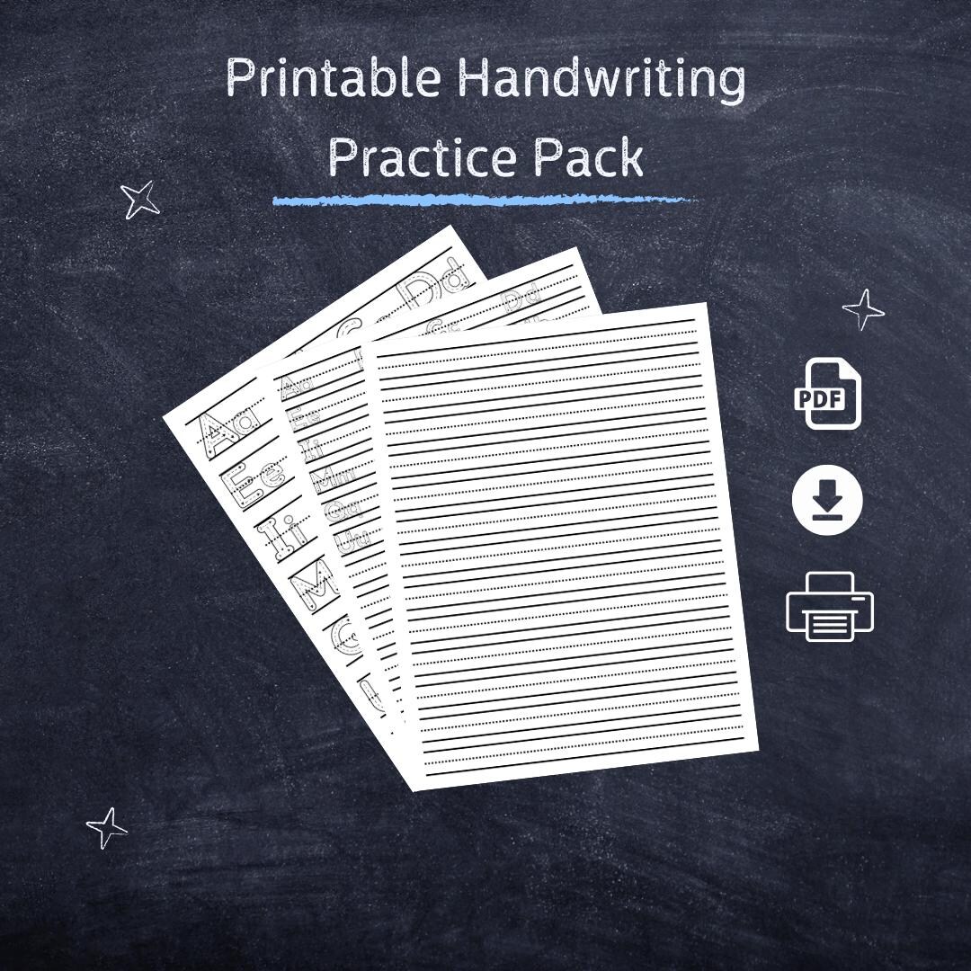 Printable Handwriting Practice Pack - 3 Pages of Lined Paper, Tracing ...