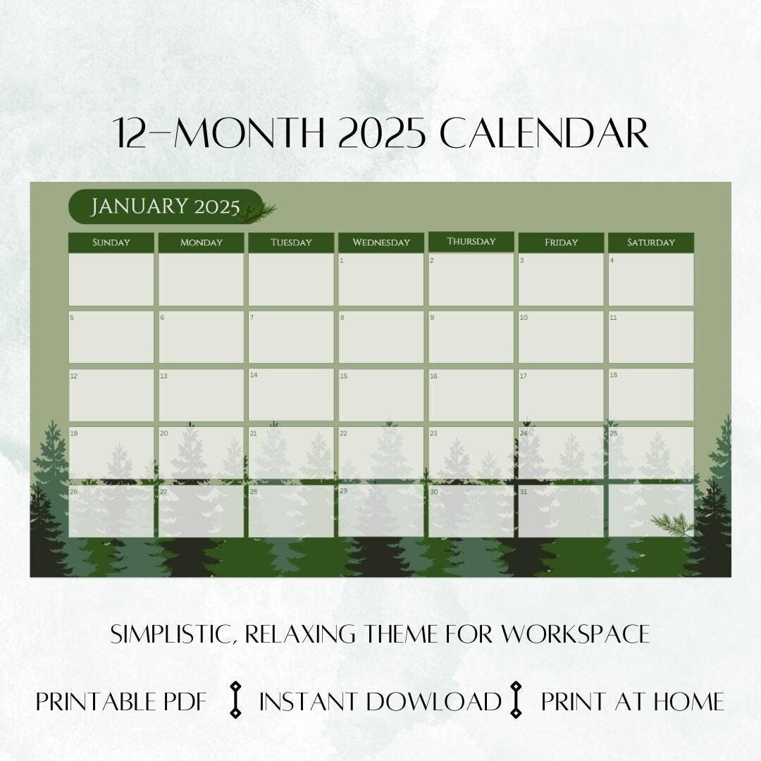 Simplistic 2025 Forest-themed Calendar - Stylish and Functional Planner ...