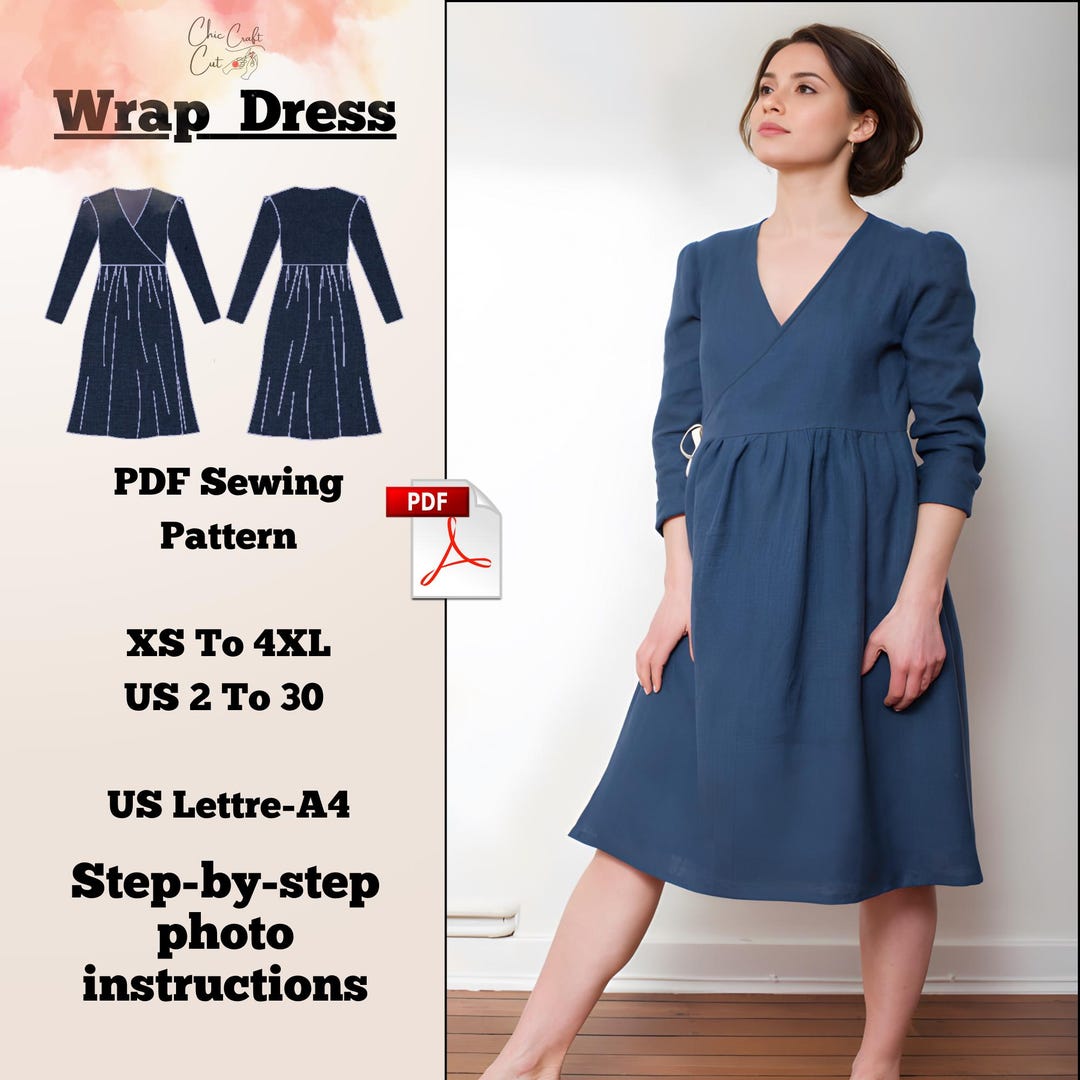 Wrap Dress Sewing Pattern PDF |dress DIY | Women’s Wrap Dress |summer ...