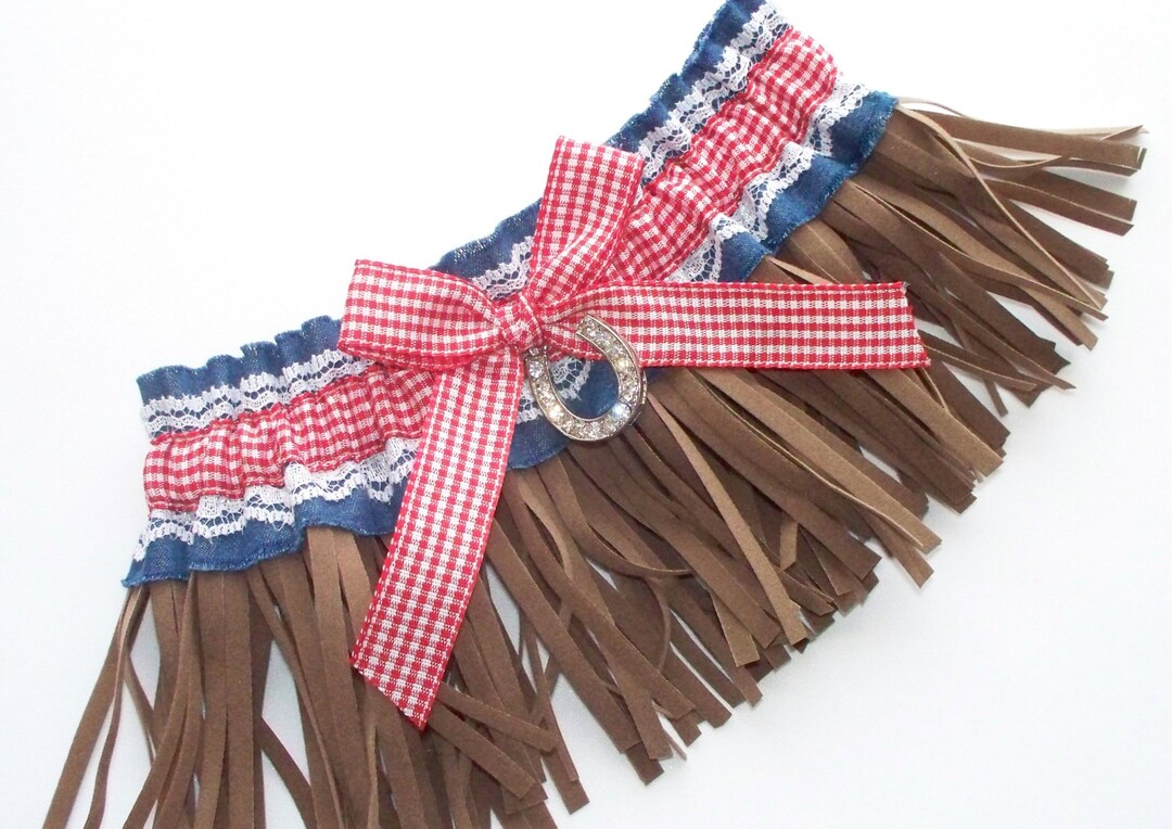 Western Garter, Country Garter, Cowgirl Garter, Horseshoe Garter, Denim ...
