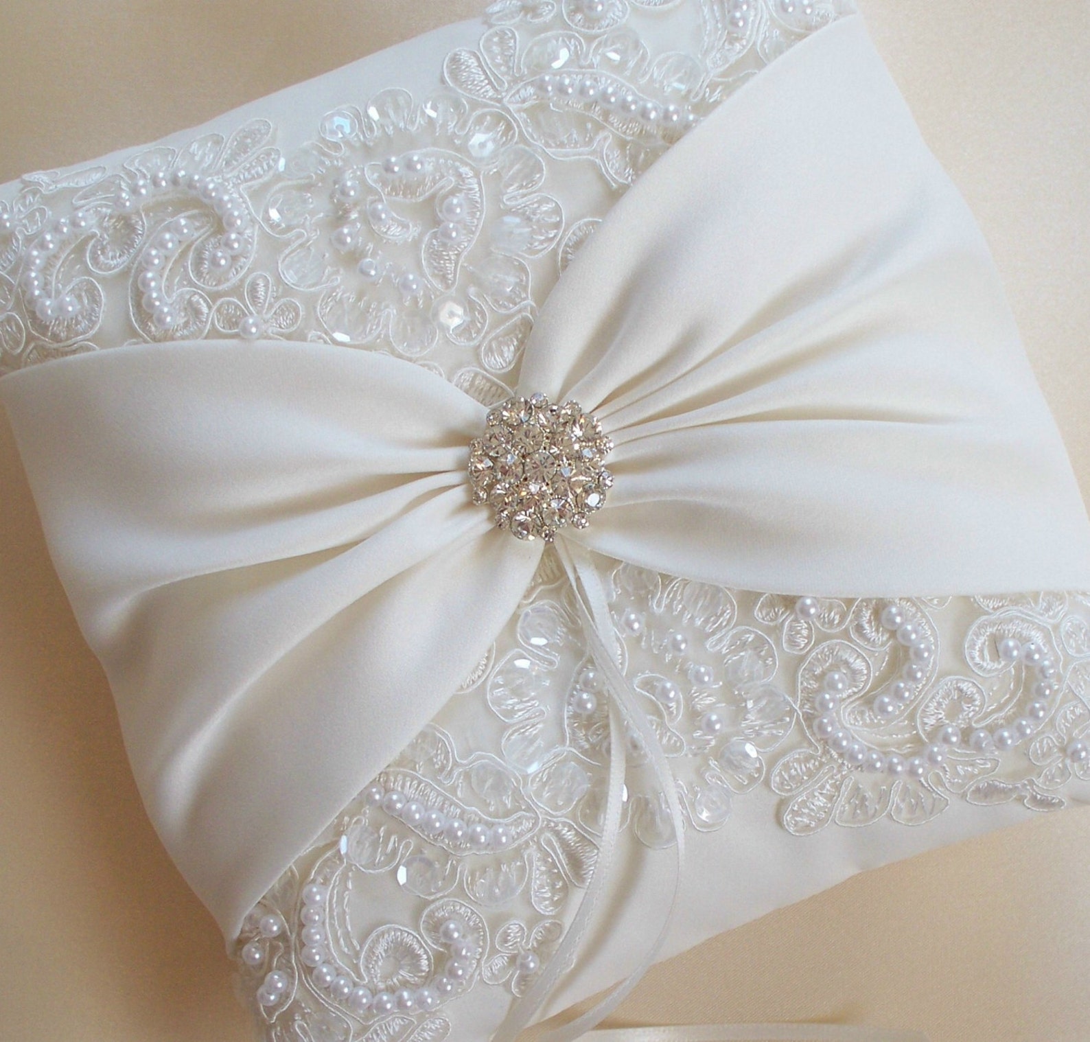Wedding Pillow Wedding Cushion Lace Pillow Ivory Satin and - Etsy UK