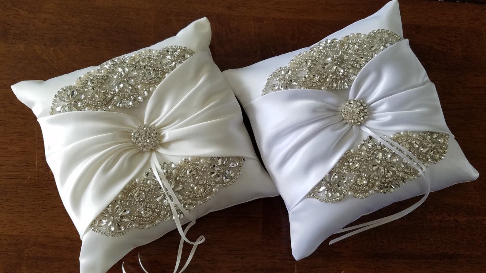 Wedding Ring Pillow Wedding Cushion With Rhinestone and Pearl - Etsy