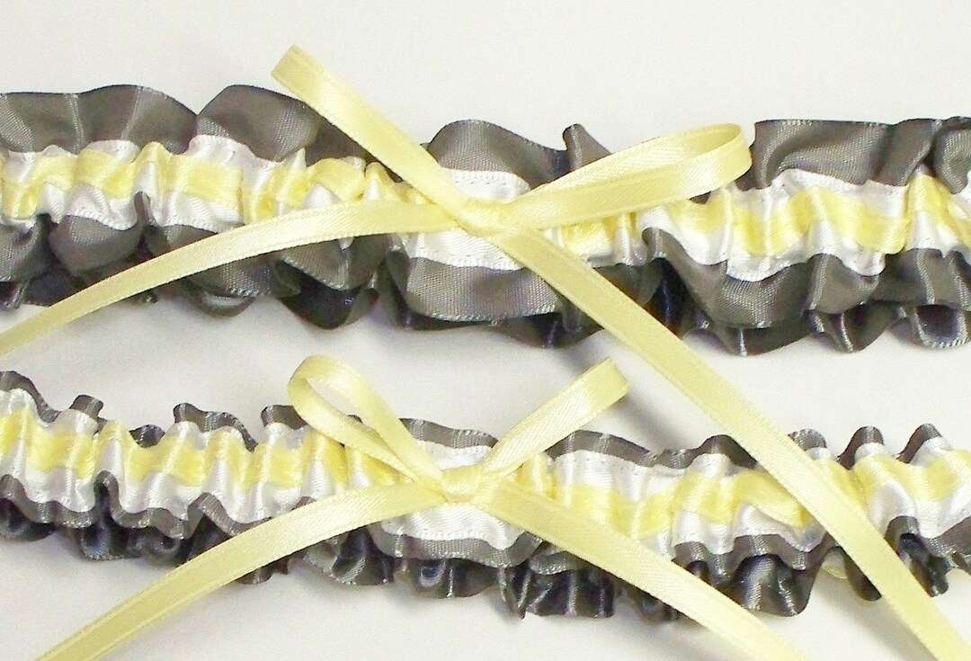 Garter Set Gray Yellow and White, Charcoal Garter, Yellow Garter the ...