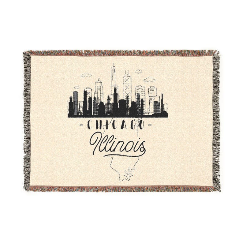Chicago Illinois Themed Woven Blanket - Etsy