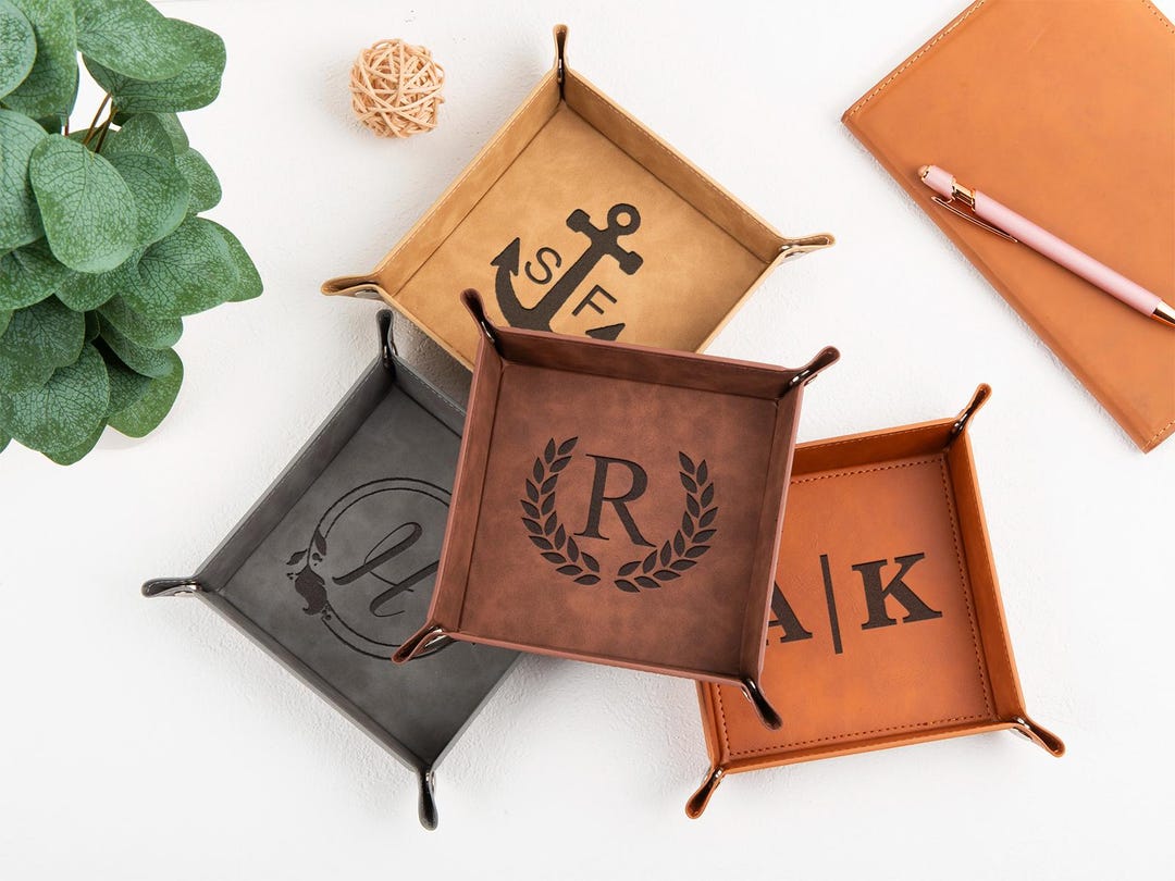 Personalized Leather Tray,catch All Tray,keepsake Home Decor ...