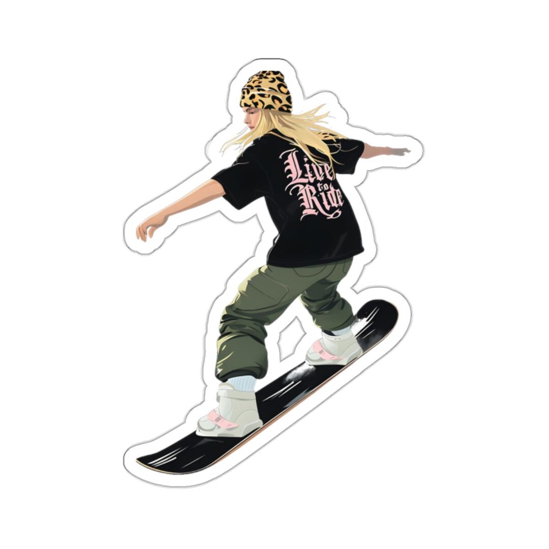 Snowboard Sticker - Girl Snowboard Sticker - Kiss-cut Stickers - Etsy