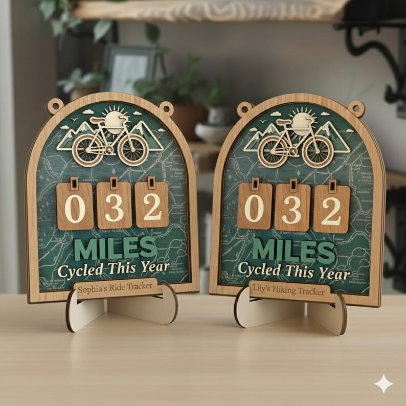 Personalized Cycling Miles Tracker Sign – Wooden Bike Mileage Counter ...