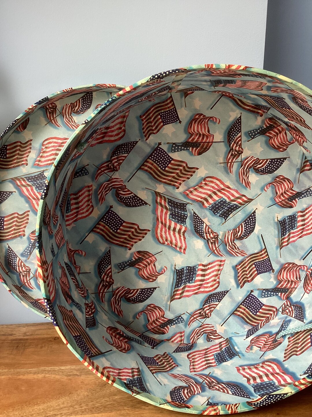 Tina Higgins 2001 American Flag Hat Box With Closing Cord/ Handle - Etsy