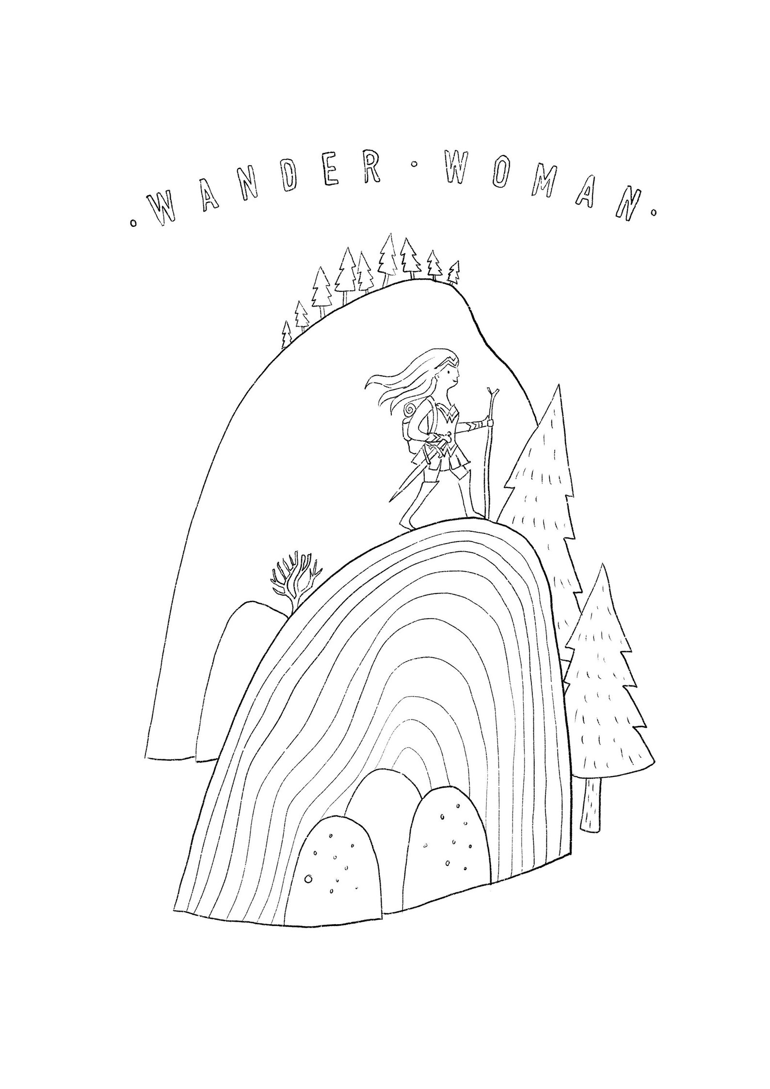 Wander Woman Colouring Sheet - Etsy UK