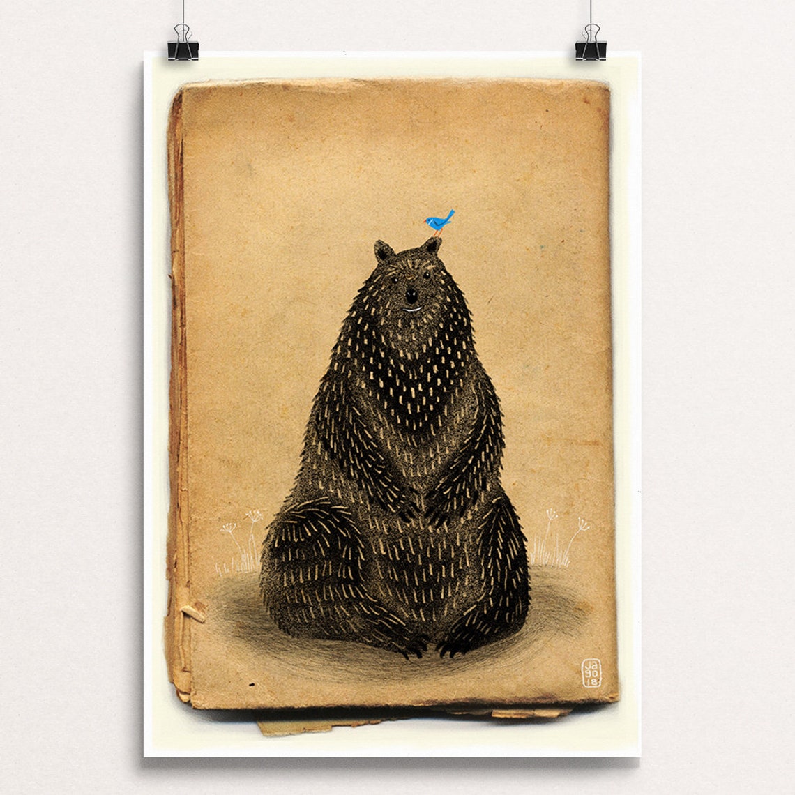 Bear and Bluebird - Signed Print - Etsy