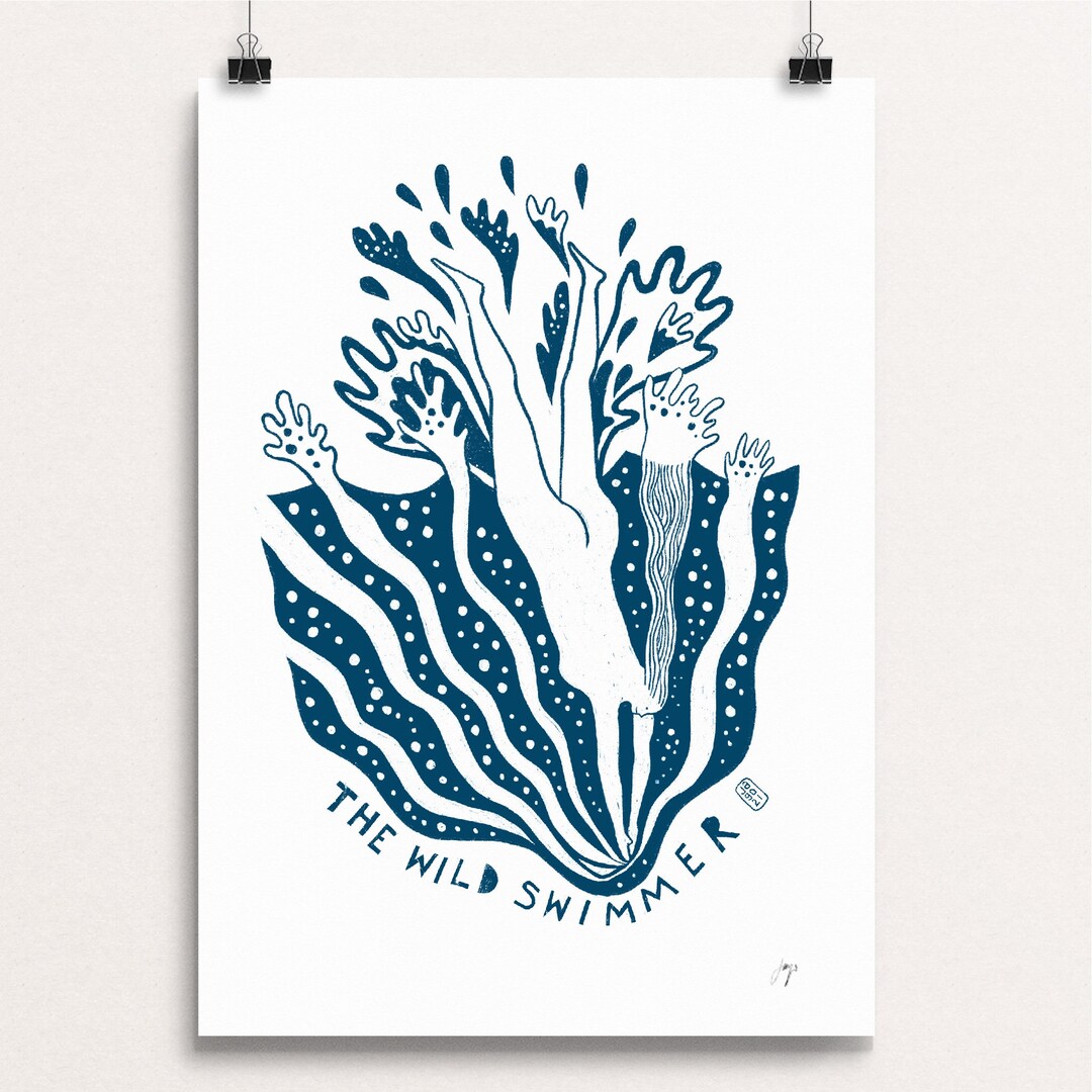 The Wild Swimmer- Big Splash - Signed Print - Etsy