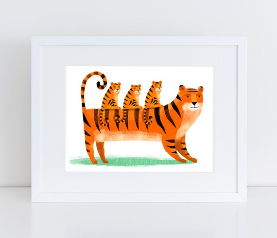 Tiger and Cubs Signed Print | Etsy