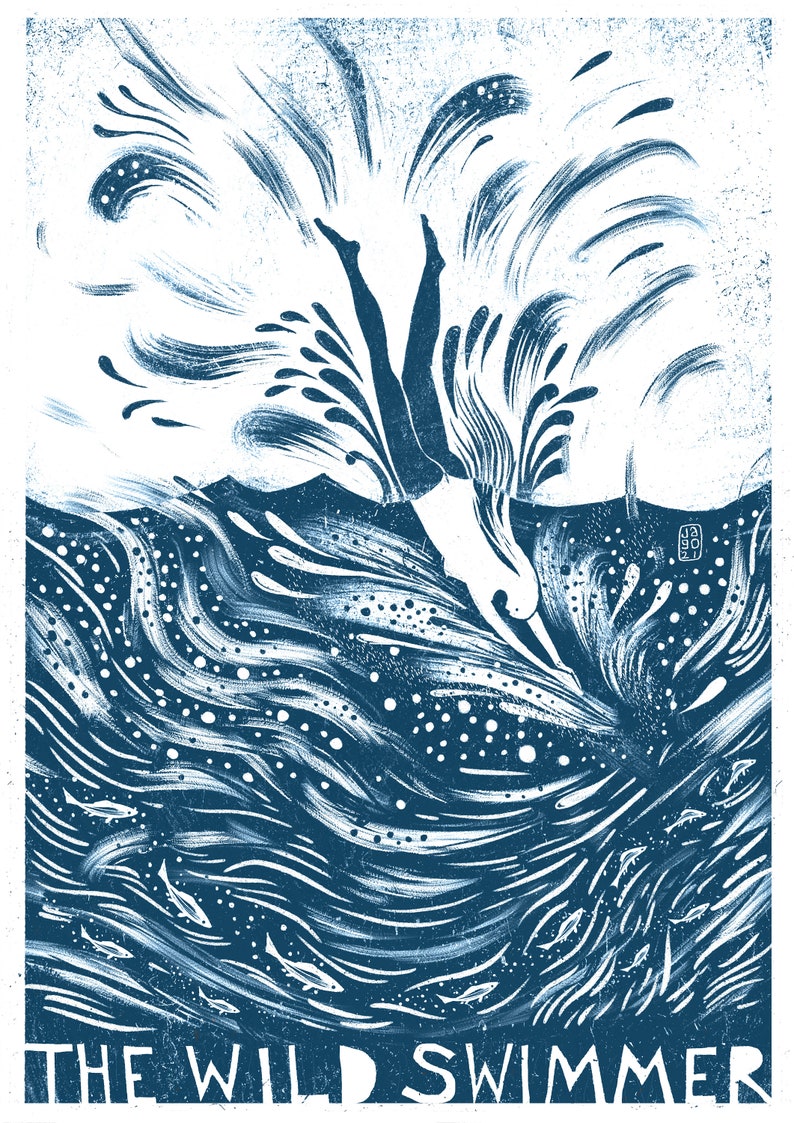 The Wild Swimmer (in Blue) - Signed Print - Etsy