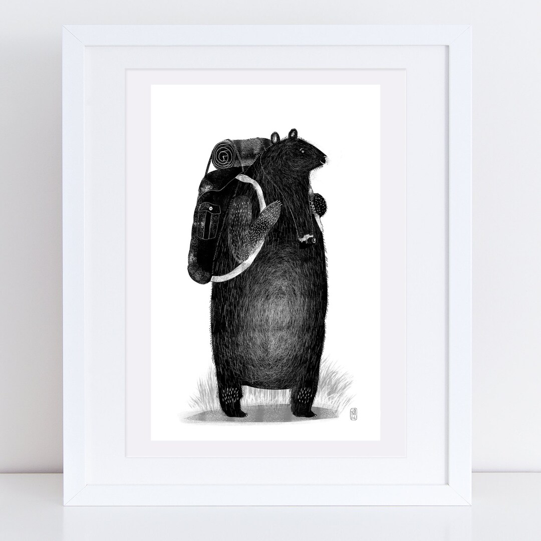 Backpack Bear - Signed Print - Etsy