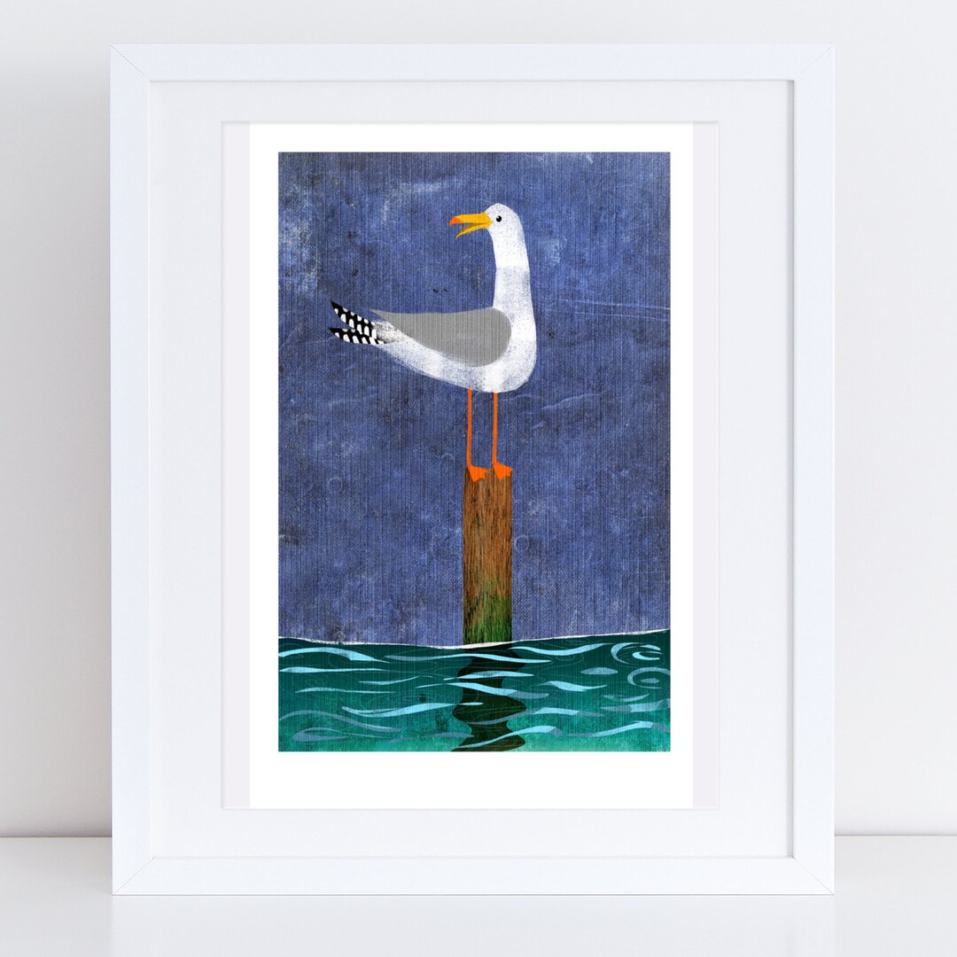 Seagull on A Post - Signed Print - Etsy