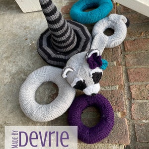 Knitted Raccoon Stackable Ring Toy, DIGITAL DOWNLOAD, Knitting Pattern ...