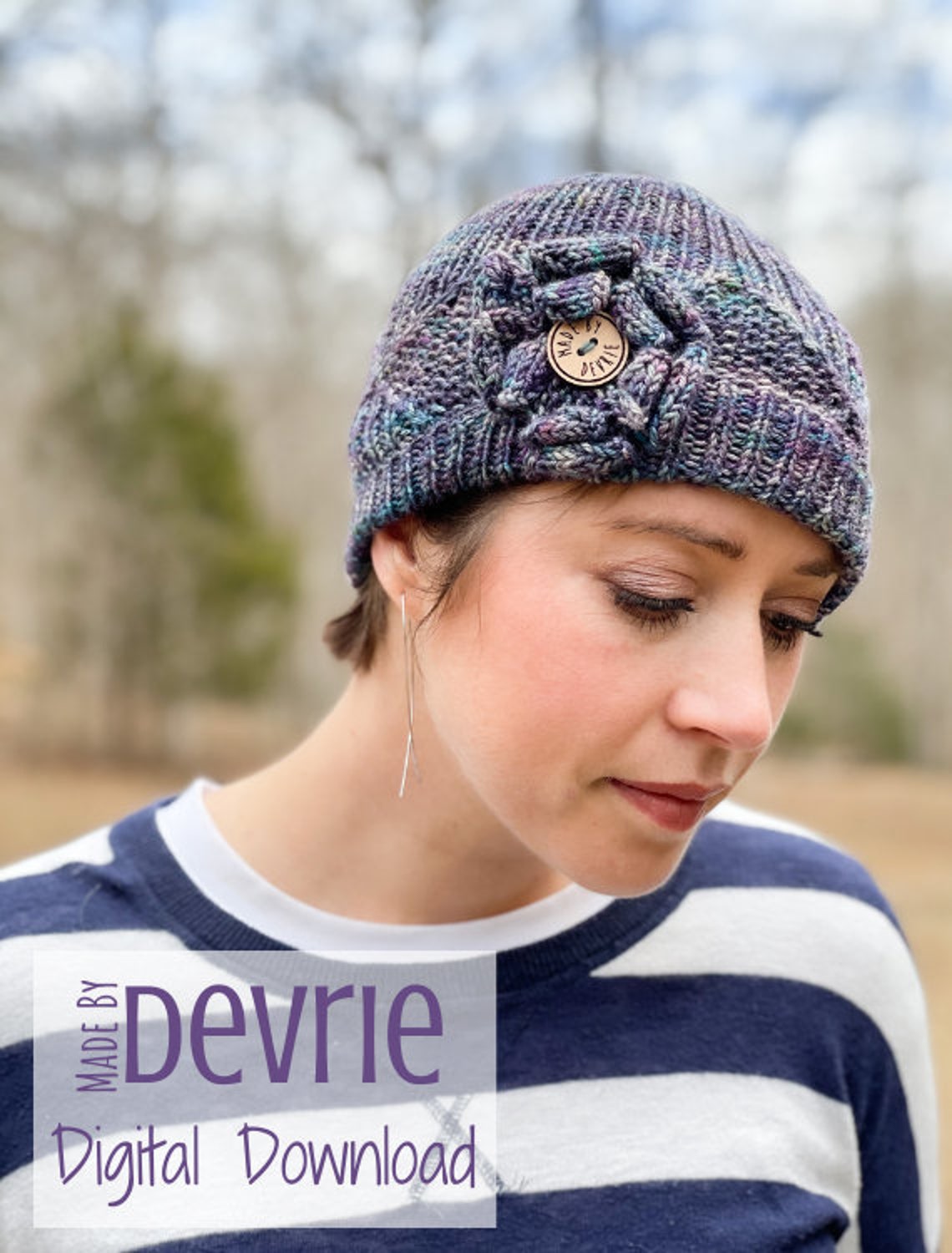 Knitting Pattern for a Easy Knit Hat With a Flower, Knit Hat, Hat With ...