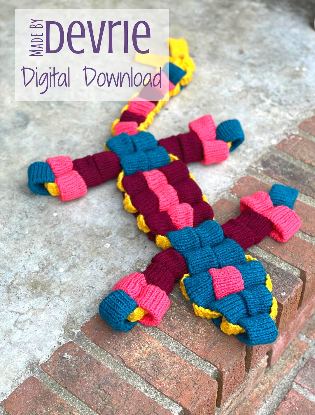 90s Bead Lizard Knitting Pattern, Lizard Pattern, Knit Toy Pattern ...